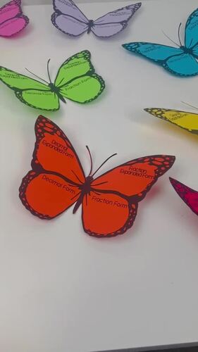 Decimal Fraction Spring Butterfly Craft Activity - Spring Bulletin Board