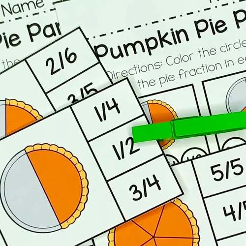 Pumpkin Fractions Activity: Pumpkin Pie Parts! Fractions Lesson | TPT