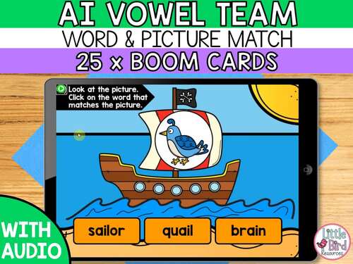 Long A AI Vowel Team Phonics Boom Cards | 1st Grade Digital Review Game ...