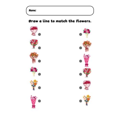 Valentines Matching Identical Pictures Worksheet Printable No Prep