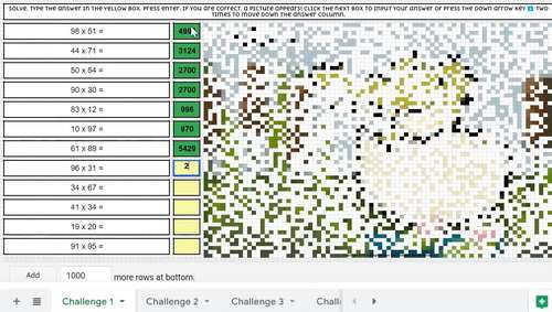 Multi-Digit Multiplication Practice Pixel Art Math | 5 Images | Editable