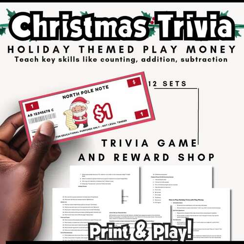 Christmas Trivia and Play Money | Rewards Shop Ideas | PreK - Kindergarten