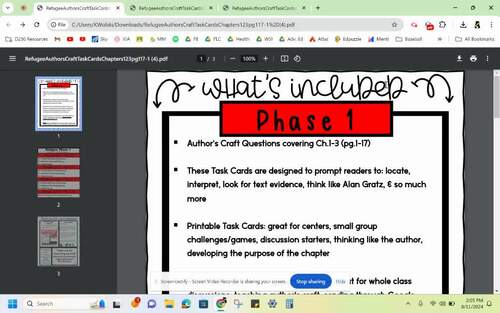 Refugee Alan Gratz Activities - Ch.19-21 Task Cards & Digital Resources