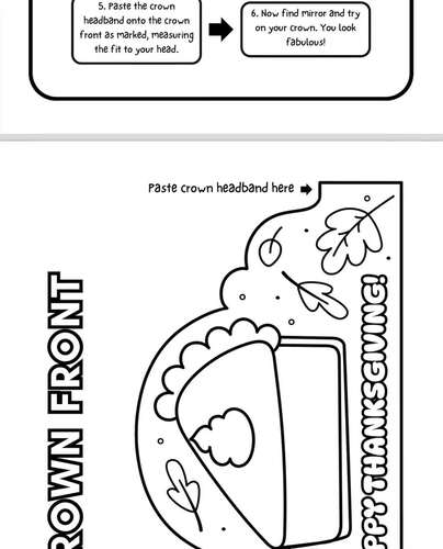 Thanksgiving Craft, Pie Paper Crown, Coloring Activity, Gratitude ...