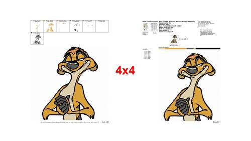 Timon Lion King Meerkat Cartoon Character Happy Embroidery Designs ...