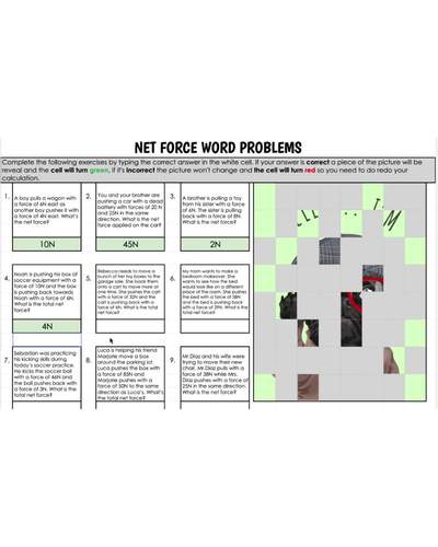 Net Force Word Problems Digital Activity Mystery Picture Puzzle by Ms ...