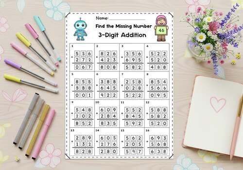 Find the Missing Number – 3-Digit Addition Worksheets (50 Pages ...