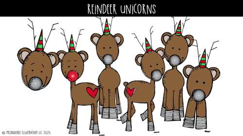 Reindeer Unicorns clip art, Christmas clip art Mini by Melonheadz Clipart