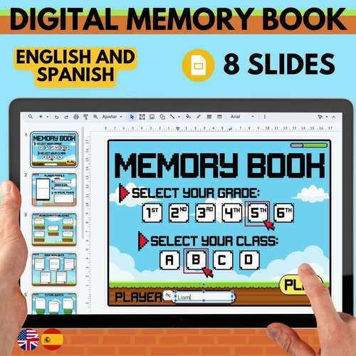 End of the year Digital memory book- Video game theme- English and Spanish