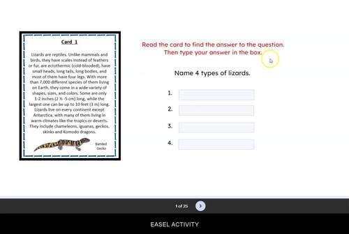 Reptiles Activity Lizards Scavenger Hunt with Easel Option by CarolJ ...