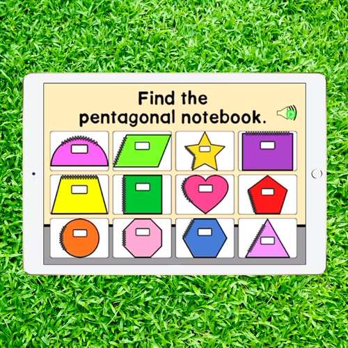 Find the Back to school Shapes | BOOM CARDS with audio | PENTAGON
