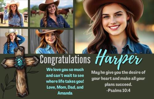 Senior Yearbook Ad Template - Cross & Turquoise Stone Western Design ...