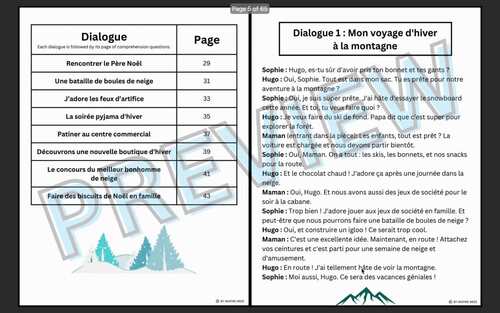 French Winter Reading | 20 Dialogues + Questions | Sub Plan | NO PREP ...