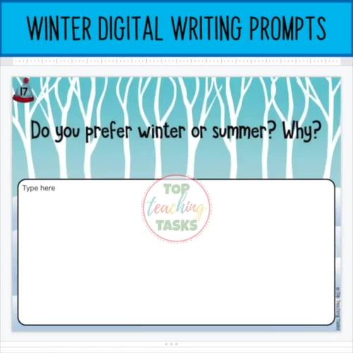 Winter Digital Writing Prompts for Google Classroom | Quick Writes
