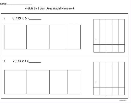 Area Model Multiplication 4x1 by MadebyMsD | TPT