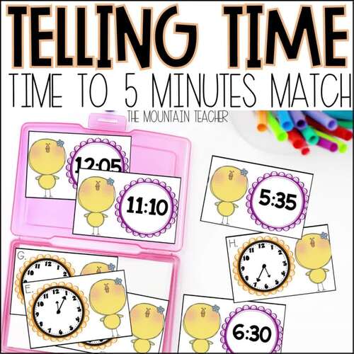 Telling Time to 5 Minutes Activity - 1st, 2nd or 3rd Grade Math Game or ...