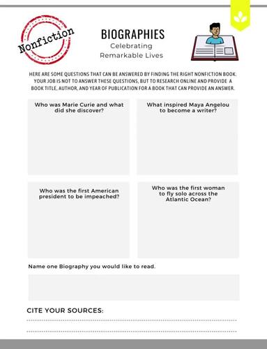 Nonfiction Internet Research Worksheets for Middle and High School WebQuest