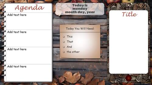 Customizable Rustic Farmhouse Autumn Daily Classroom Agenda Slides