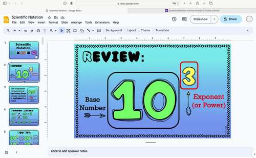 Exponents and Scientific Notation: No PREP Lesson and Self-Checking ...