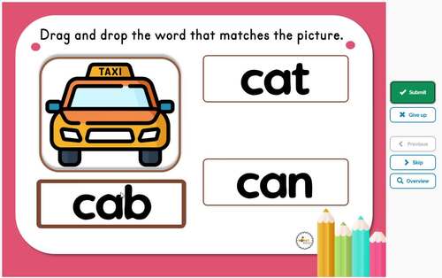 Interactive CVC Short Vowel A Drag and Drop Boom Cards™ Activity by ...
