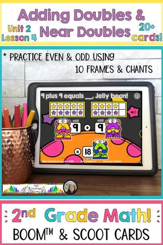 Adding Doubles & Near Doubles +1 | Printable Task Cards | Boom ...