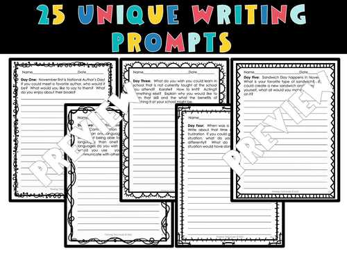 Creative Writing Prompts November | Printables AND Digital BUNDLE ...