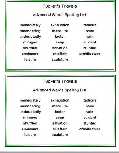Journeys 5th Grade Unit 5 Lessons 21-25 Advanced Spelling Words Lists