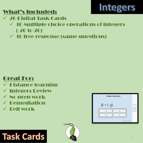 Operations of Integers Pre Algebra Digital BOOM Task Cards | TPT