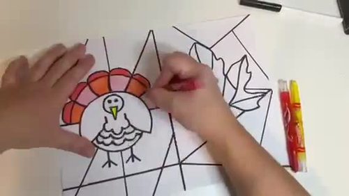 Warm and Cool Colors Turkey and Leaf / Thanksgiving / Fall / Autumn Art ...