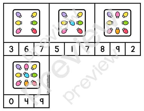 Christmas Lights Dice & Domino Clip Cards Count & Write Number ...