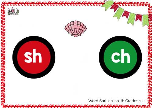 Holiday Word Sort Boom Cards: Ch, Th, & Sh by Where the Wild Things Read