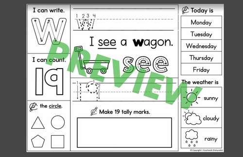 Kindergarten Morning Work Letter Recognition Sounds Counting Shapes ...