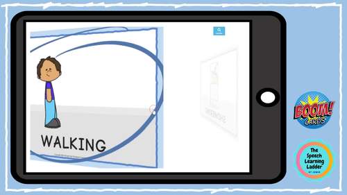 Action Verbs Errorless Learning in Animated GIF Boom Cards Speech Therapy