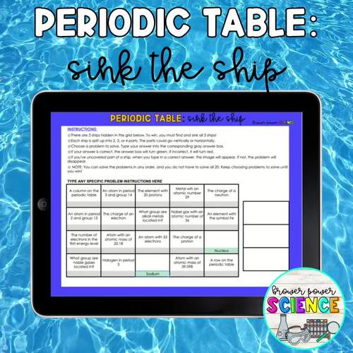 Periodic Table Sink the Ship Digital Activity by Brower Power Science