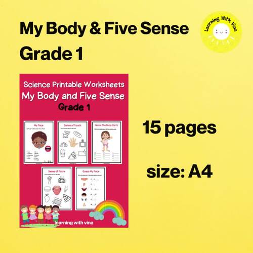 My Body & Five Sense Worksheet - Grade 1 by Learning With Vina | TPT