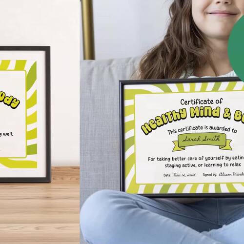 Healthy Mind & Body Certificate of Achievement | End of Year ...