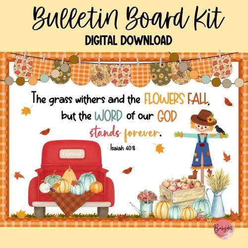 Christian Fall Bulletin Board Kit | Bible Verse Classroom Decor by ...