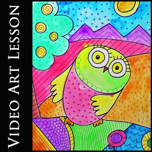 DANCING OWL With PATTERNS Video Art Lesson | EASY Drawing & Painting ...