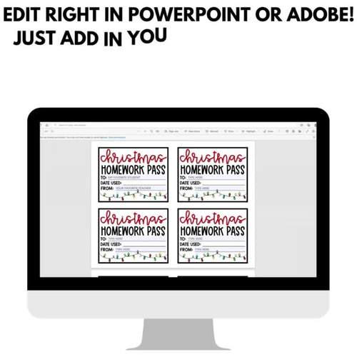 Homework Passes Christmas Themed by Thriving Teacher Inc | TPT