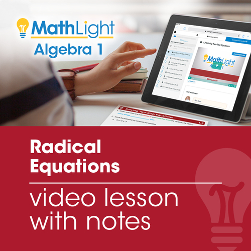 Radical Equations Video Lesson with Guided Notes | Good for Distance ...