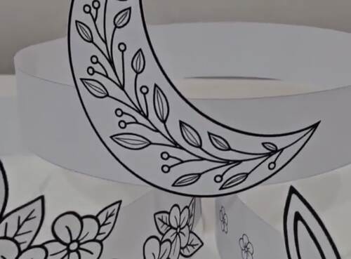 3 Flower Paper Crowns Coloring, Unicorn, Heart, Crescent Moon Party ...