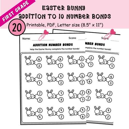 Easter bunny number bonds bundle set | math worksheet | 100 pages | 1st ...