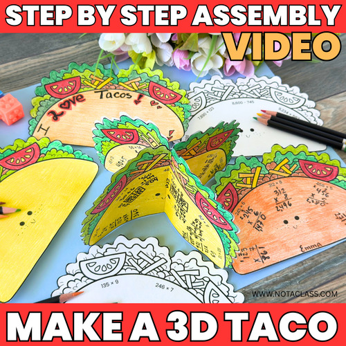 3D Taco Assembly Video for Students, Cinco de Mayo Math Taco Craft ...