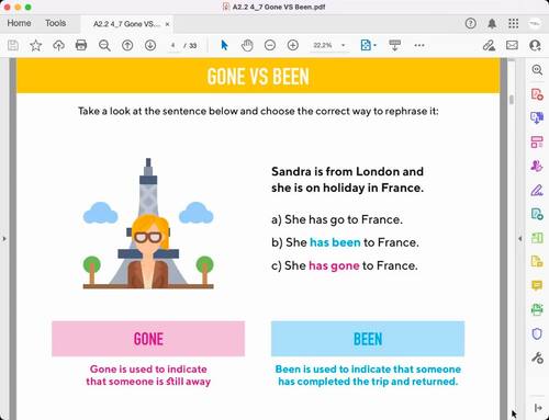ESL Elementary Lesson: Learn How to Use 'Gone' & 'Been' with the ...