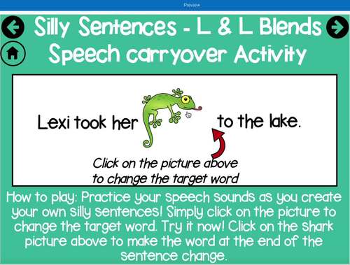 Silly Sentences L & L Blends Boom Cards™ Speech Therapy L Articulation ...