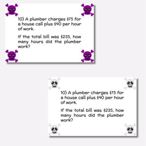 8th Grade Two-Step Equations Halloween Pixel Art Word Problems Google ...