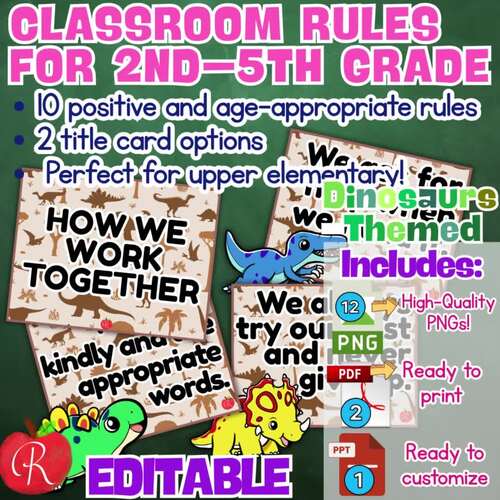 In Our Class... Classroom Rules Posters | Upper Elementary |Dinosaurs ...