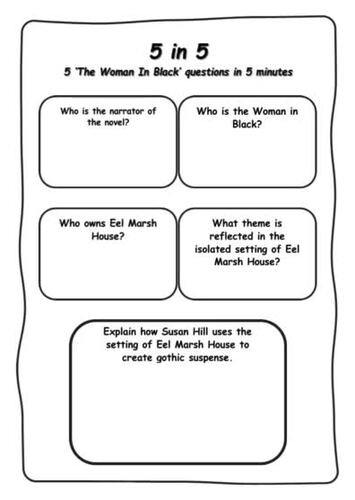 English Literature The Woman In Black Starter Questions Worksheets PDF