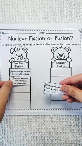 Nuclear Fission or Fusion? – Cut and Paste Sorting Activity | Middle ...