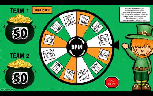 Pot of Gold St. Patricks Day Note Naming Game Music Game Music Activity
